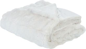 Beliani Kuscheldecke Wei&szlig; aus Kunstfell 200 x 220 cm Flauschige Tagesdecke f&uuml;r Bett Sofa Wohnzimmer Schlafzimmer &Uuml;berwurf Wohnaccessoires