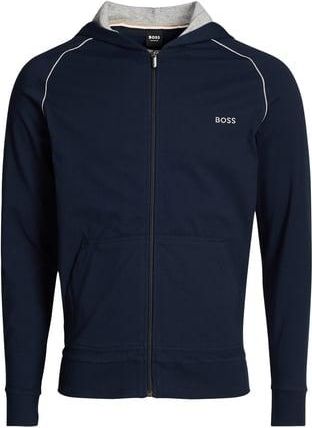 HUGO BOSS Sweat zipp&eacute; &agrave; capuche en coton m&eacute;lang&eacute;