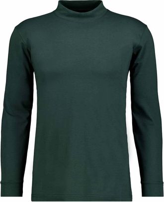 Ragman Herren Stehkragenshirt Langarm Dunkelgr&uuml;n-386, 4XL