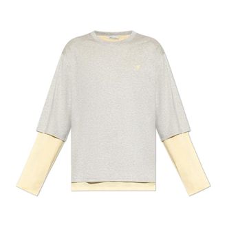 Ami Double-Sleeve Effect De Coeur T-Shirt - - Tops - Herren - Grau - XL