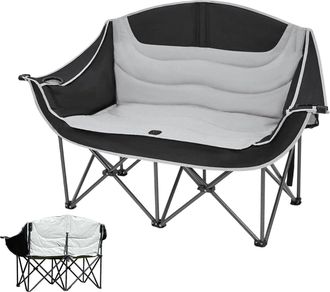 Generico Doppelstuhl f&uuml;r Camping, zusammenklappbar, robust, f&uuml;r Camping, tragbar, f&uuml;r Familie, Party, Grill, Konzert, Picknick, Stadion, Baseball