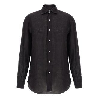 Finamore Gaeta Leinenhemd - - Shirts - Herren - Schwarzk - XL