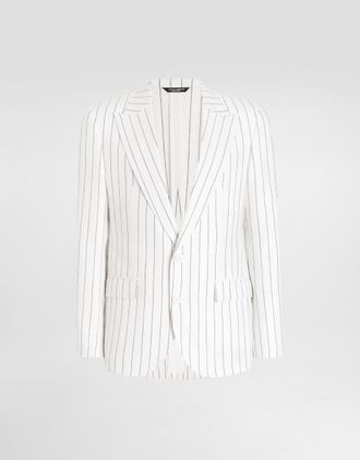 Dolce & Gabbana Einreihige Nadelstreifenjacke Aus Leinenmix - Mann Anzüge Und Blazer Mehrfarbig 44