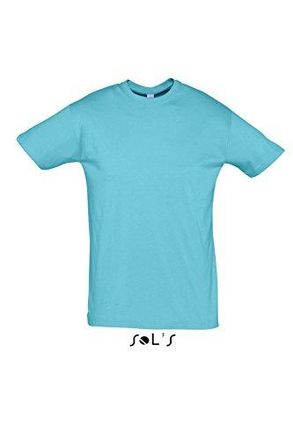 SOLS SolS Regent - Tee-Shirt Homme Manches Courtes à col Rond - 100% Coton Semi-peigné - Bleu Atoll - XXL
