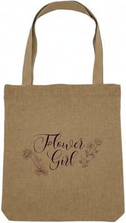 Fabulous Sac Shopping Tote Bag Aspect Lin - Flower Girl Calligraphie Mariage Noces Fianc&eacute;e - Sac de Courses Toile Epaisse 360g Beige Naturel Cabas Port&eacute; Epaule