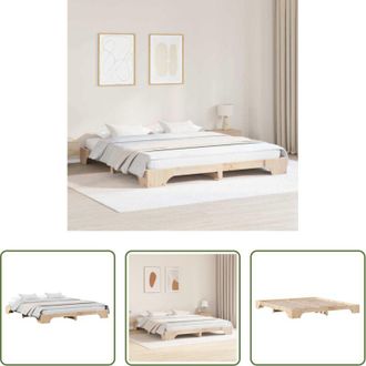 vidaXL vidaXL Bettgestell 180 x 200 cm - Bettrahmen Natur 180 x 200 cm Massives Kiefernholz