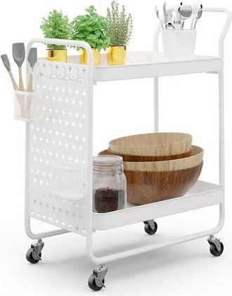 Klarstein Klarstein Desserte à Roulettes, Chariot de Rangement et Service sur Roulettes, Desserte Cuisine et Bar, Petite Etagere de Rangement pour Fruits et Lég