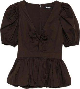 Rotate Rotate Birger Christensen, Femme, Blouses et Chemises, Brun, Taille: 38 FR Haut Bouffant &agrave; Bulles