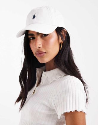 Polo Ralph Lauren Baseballkappe in Wei&szlig; mit Markenlogo