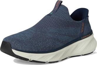 Skechers Homme Edgeride Commissioner Basket, Navy Knit/Orange Trim, 45 EU