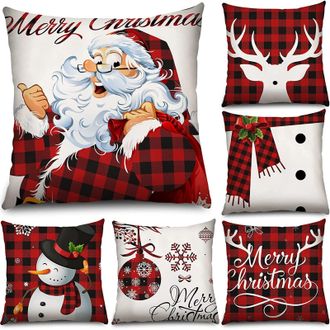 Tatuo 6 Stück Weihnachten Kissenbezüge 18 x 18 Zoll Büffel Plaid Kissenbezug Weihnachten Kissenbezug Weihnachtskissenbezug Winter Sofa Couch Schlafzimmer De