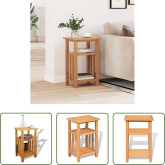 vidaXL vidaXL Beistelltisch Massivholz - Beistelltisch mit Zeitungsablage 27x35x55 cm Massivholz Eiche