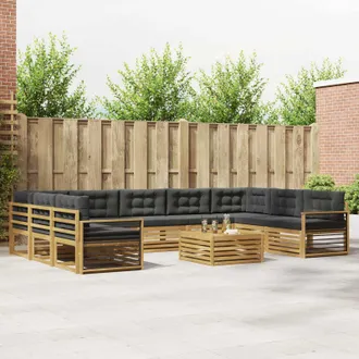 vidaXL Vidaxl Set Di Divani Da Esterno 10 Pz Bianco E Antracite