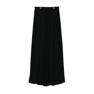 Twinset Schwarze Weite Hose mit Falten - - Trousers - Damen - Schwarzk - M