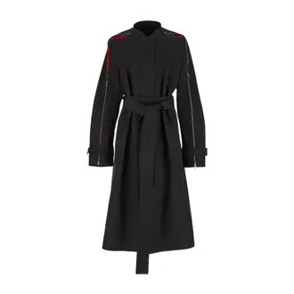 Ferragamo Schwarzer Trenchcoat mit Rei&szlig;verschlussdetails - - Coats - Damen - Schwarzk - XS