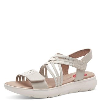 Jana Coshy Damen Sandalen flach mit Klettverschluss Vegan, Beige (Beige), 39 EU