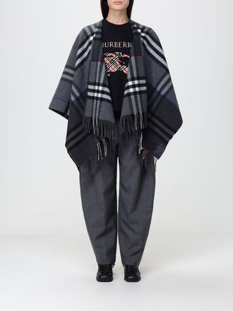 Burberry Cape asym&eacute;trique en cachemire et laine &agrave; motif Vintage Check