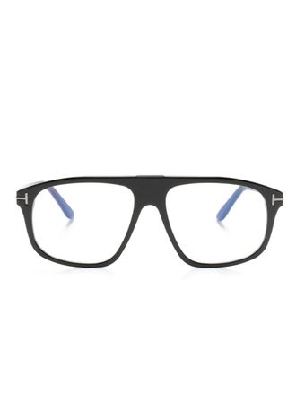 Tom Ford Eyewear lunettes de vue carrées à plaque logo - Noir