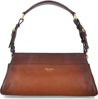 Prada Hobo Bags - Two-Tone Encha&icirc;n&eacute; Medium Leather Shoulder Bag - Gr. unisize - in Braun - f&uuml;r Damen