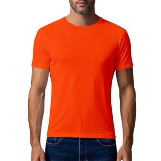 Generic Chemise &agrave; manches courtes pour homme, coupe ajust&eacute;e, col rond, t-shirt en jersey, l&eacute;ger et respirant, coupe classique, couleur unie, t-shirt d&eacute;t&eacute; pour