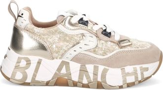 Voile Blanche Femme, Chaussures, Beige, Taille: 39 EU Baskets Beige &agrave; Paillettes Style Boucl&eacute;