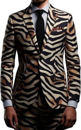 Generic Manteau de sport d&eacute;contract&eacute; pour homme - Blazer amusant &agrave; motif imprim&eacute; 3D pour homme - Veste de costume de bal - Coupe ajust&eacute;e - Revers crant&eacute; - Gra