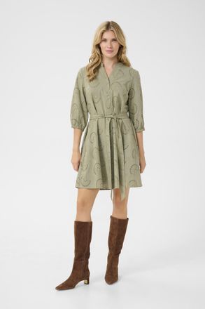 Cream Kleid A-shape Tea green