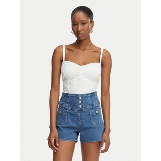 Guess Top W6GH47 W1880 Wei&szlig; Classic Fit