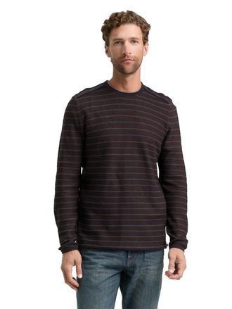 Tom Tailor Herren 1048709 Strickpullover mit Rundhalsausschnitt, 39195-Dark Brown Navy Stripe, XXL