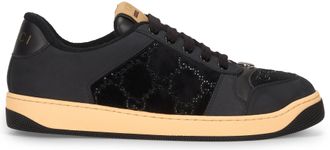 Gucci Womens Sneakers Screener Calfskin-Velvet Black Cotton Trainers