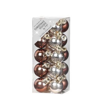 Magic Bodyfashion Weihnachtskugeln Kunststoff 3cm x 20 St&uuml;ck Christbaumkugeln Mix braun beige - Silent Brown