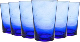 Nicola Spring Meknes Recycelte Hochballgl&auml;ser - 325ml - Blau - 6. Packung