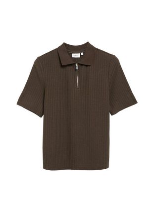 Comma Kurzarmshirt T-Shirt Poloshirt mit Zipper