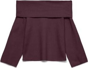 Vero Moda Offshoulder Pullover Vmaries Ls Pull &agrave; &eacute;paules d&eacute;nud&eacute;es BF, Vin, S Femme