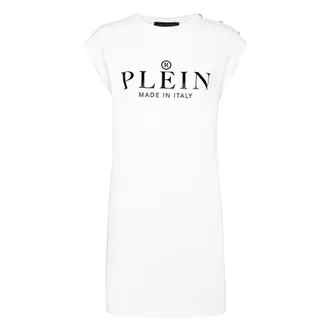 Philipp Plein Femme, Robes, Blanc, Taille: 40 FR T-Shirt Dress Iconic