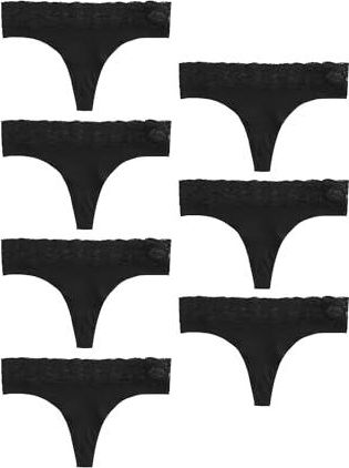 Next String en Dentelle et Coton, Lot de 7 Noir 36
