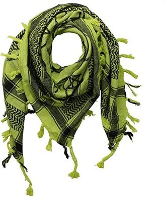 Freak Scene Kufiya - Pentagramme vert-vert lumineuse - noir - 100 x 100 cm - Shemagh - foulard Arafat palestinien - keffieh en coton