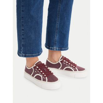 Tommy Hilfiger Sneakers aus Stoff Tommy Hilfiger Platform Vulc Sneaker Piping FW0FW09394 Dunkelrot