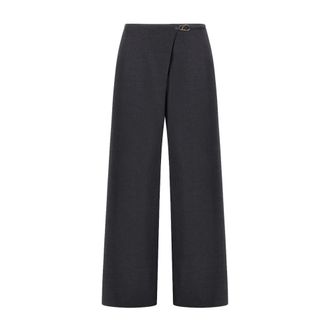 Herno Pantalon ample en gabardine de laine fluide - Femme - Pantalons - Gris - Taille: 38 FR