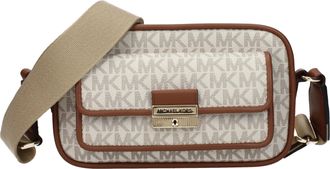 Michael Kors Bradshaw Femmes Sac Bandouli&egrave;re Tissu Beige/Marron