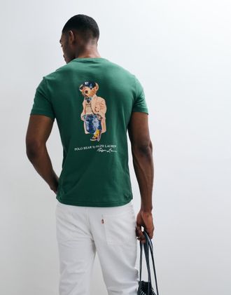 Polo Ralph Lauren t-shirt en maille coupe slim imprim&eacute; ours vert