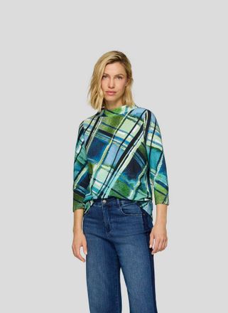 Rabe 3/4-Arm-Shirt mit grafischem Muster und Stehkragen