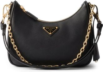 Prada sac porté épaule en cuir - Noir