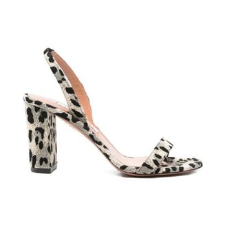 Aquazzura Femme, Chaussures, Beige, Taille: 39 EU So Nude Sahara Jacquard Block Sandal 85