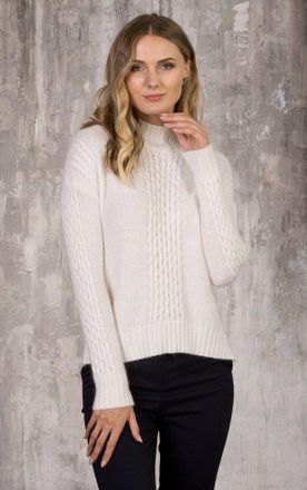 Passioni Rollkragenpullover mit Zopfstrick-Optik