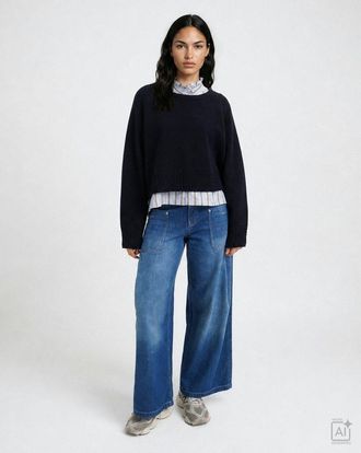 Smith & Soul Rundhalspullover mit hohem Woll-Anteil, Zopfstrick-Details