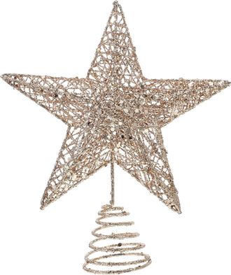 Amosfun glitzernder Stern aus Eisen f&uuml;r die Weihnachtsbaumspitze, Dekoration, Eisen, rose gold, 25 cm