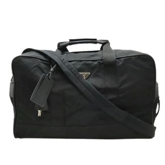 Prada unisex, Pre-owned, Noir, Taille: ONE Size Pre-owned Sac Boston en Nylon et Cuir