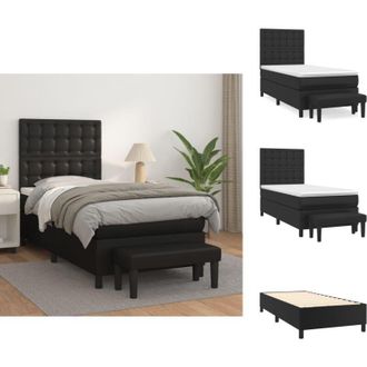 vidaXL Boxspringbett mit Matratze Schwarz 80x200 cm Kunstleder - Boxspringbett - Doppelbett - Bettenrahmen - Kunstlederbett - Schwarzes Bett