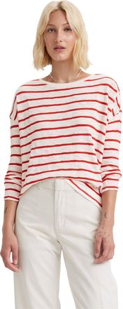 Levi's Damen Margot Langarm-T-Shirt Saint Stripe Scarlet Smile Multi Colour XS